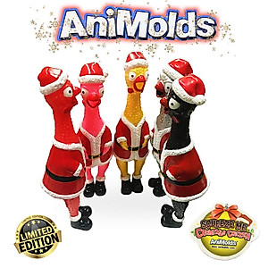 ANIMOLDS Squeeze Me Christmas Chicken- Hilarious Screaming Rubber Chicken Toy for Kids Novelty Squeaky Toy | The Perfect Stocking Stuffers for Kids and Adults