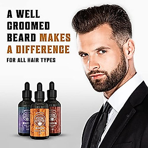 Viking Revolution Beard Oil Conditioner 3 Pack - All Natural Variety Set - Sandalwood, Pine & Cedar, Clary Sage Conditioning and Moisturizing for a Healthy Beard