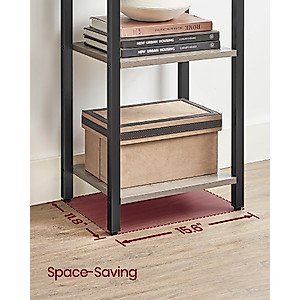 VASAGLE 5-Tier Bookshelf, Bookcase with Steel Frame, Book Shelf for Living Room, Home Office, Study, 11.8 x 15.7 x 60.2 Inches, Industrial Style, Heather Greige and Ink Black ULLS100B02