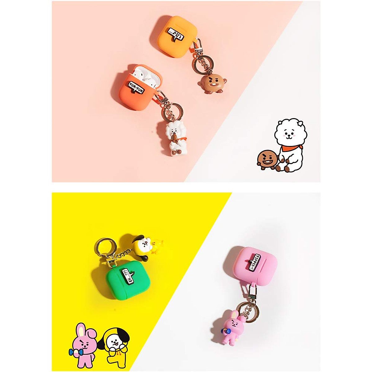 BT21 New Official Merchandise - Apple Airpods Figure Silicone Case with Figure Keyring Keychain (KOYA)