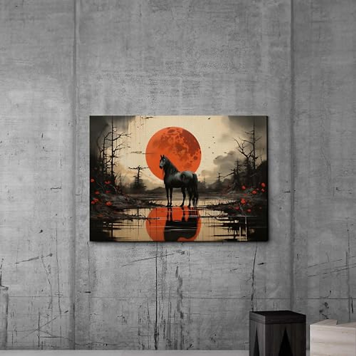 Majestic Black Stallion Galloping In The Clouds, Black Horse On Salt Flats, Canvas Print, Black Horse Print, Black Horse Wall Art