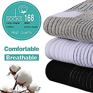 COOPLUS Mens Cotton Athletic Ankle Socks Performance Cushioned Breathable Low Cut Tab Sock with Arch Support (6 Pairs) (Grey-Blue-6pairs)