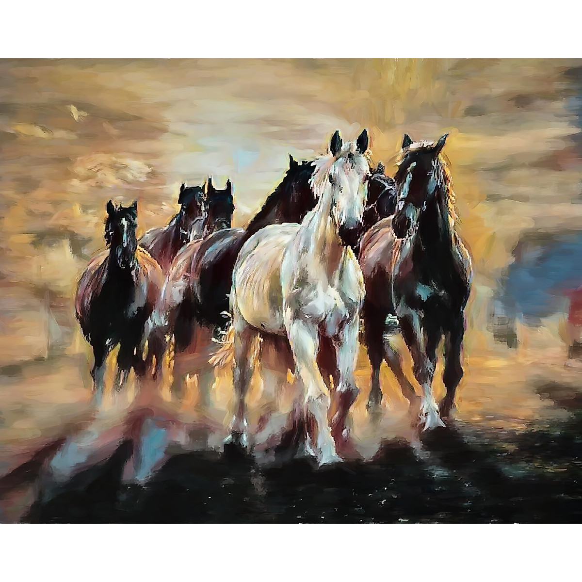 TUMOVO Paint by Number for Adult, Horses Painting by Number Kits On Canvas, DIY Arabian Horses Oil Painting Acrylic Paints, Flameless Paint by Numbers for Adults and Kids Beginner 16X20 Inch