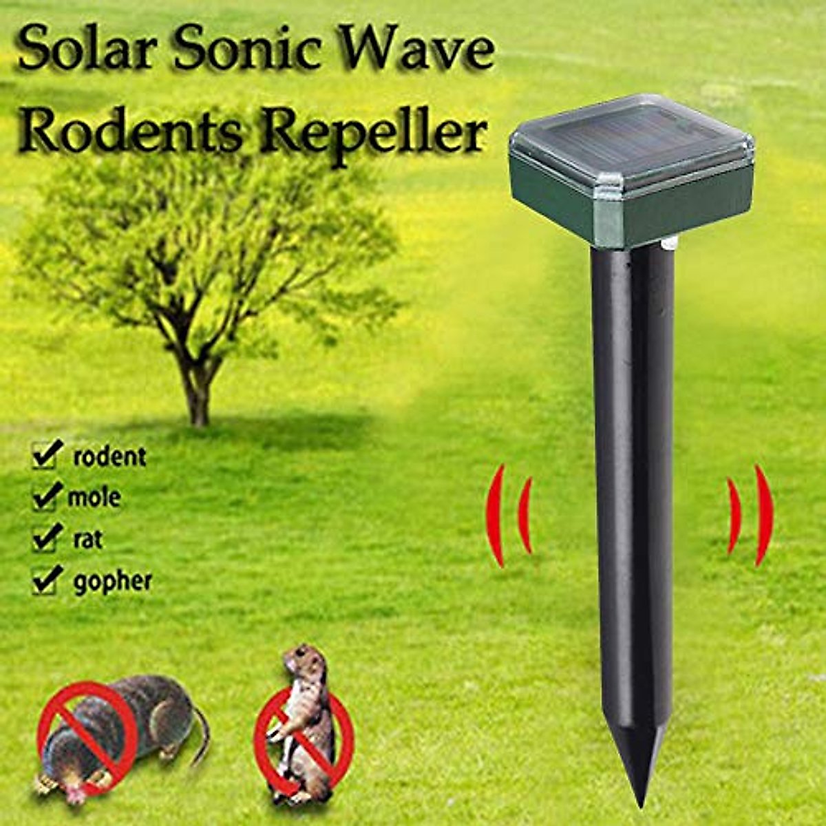 LIGHTSMAX Mole Repellent Mole Repeller Solar Powered Gopher Repellent Ultrasonic Vole Repellant Gopher Repellent Rodent Deterrent No Mole Traps Killer Harm to Your Lawn Yard (8)