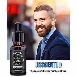 Beard Oil 5 Pack w/Unscented,Cedarwood,Sandalwood,Vanilla,Orange,Christmas Stocking Stuffers Fathers Valentines Day Gifts for Men Him Dad Boyfriend Husband,Beard Growth,Soften,Moisturizing,Strength