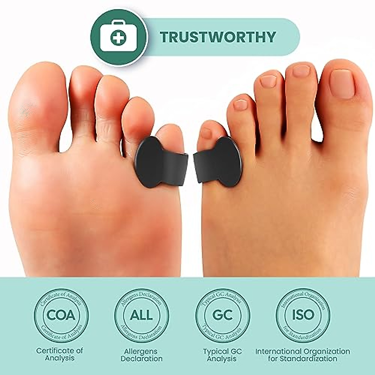 Welnove Pinky Toe Separator, 12 Pcs Black Gel Toe Spacers Bunion Corrector for Feet Women and Man, Little Toe Cushions for Curled Overlapping