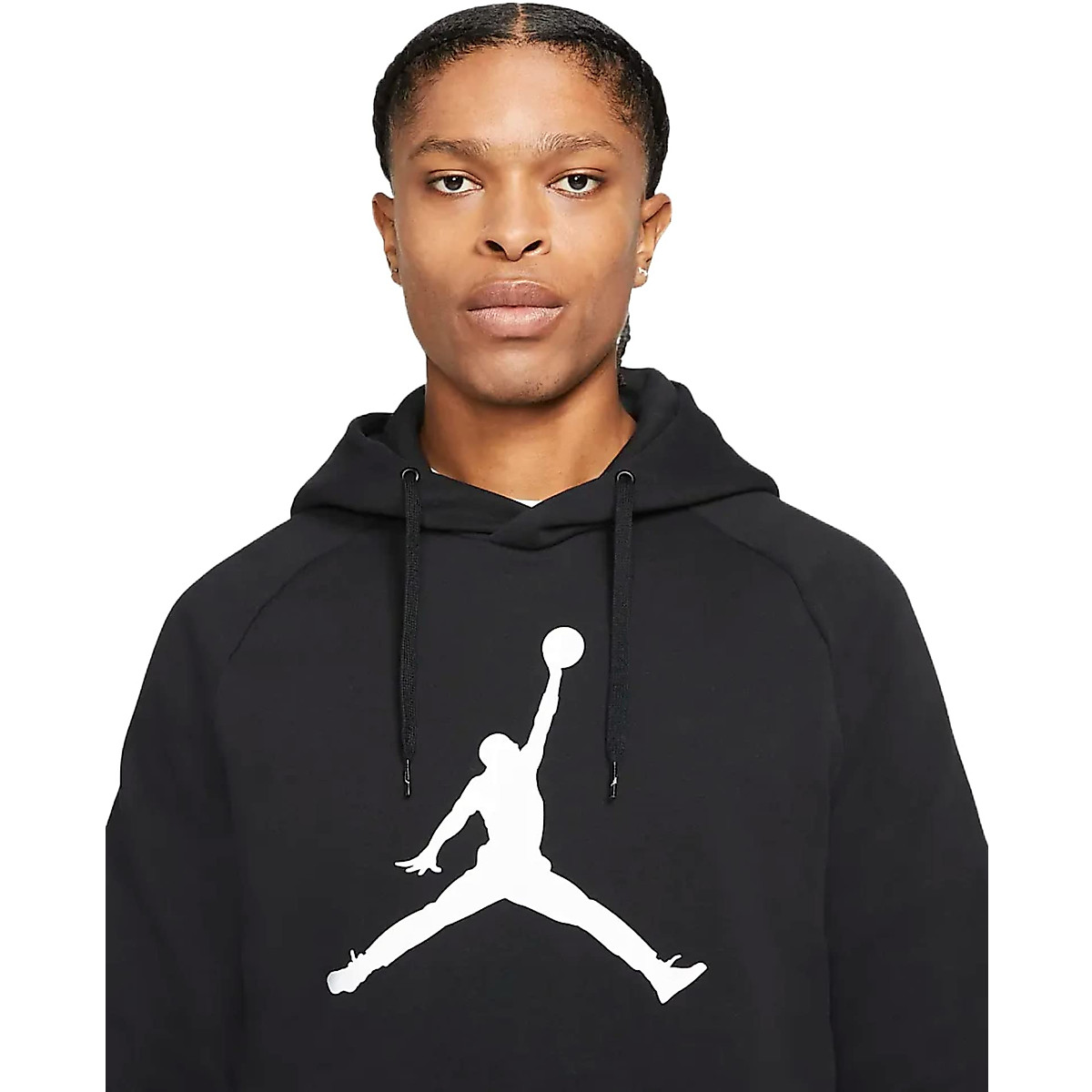 Nike Men's Air Jordan Pullover Hoodie Sweatshirt (Black/White/Jumpman Logo, Medium)