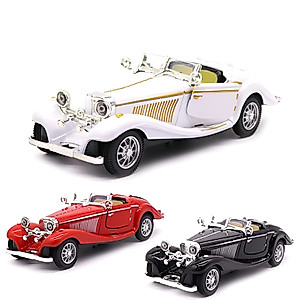 1:28 Scale Pullback Diecast Metal Antique Classic Model Cars Collectible Toy Gifts (White,Length 6.5in/16.8cm)