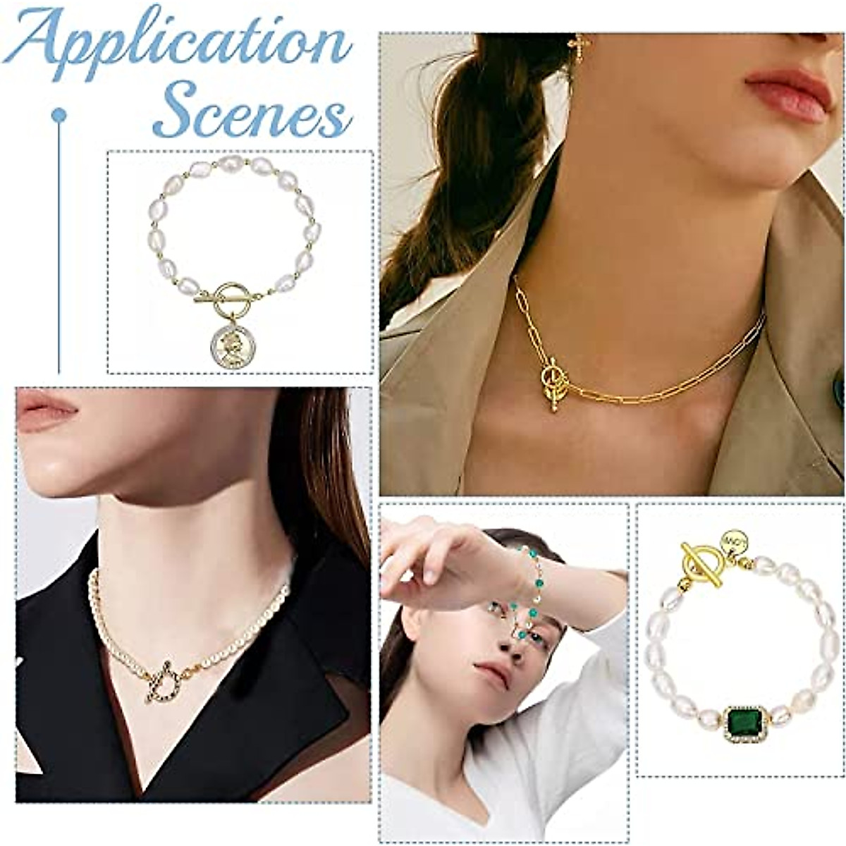 PH PandaHall 60 Sets Toggle Clasp, 15 Styles T-bar Closure Clasps IQ Toggle Clasps Flower Heart Clasps Fastener Hook Toggle Connectors TBar End Clasps for Necklace Bracelet Jewelry Making