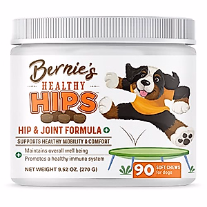Bernie's Healthy Hips - Daily Dog Hip and Joint Supplement - 90 Soft Chews - Reduce Pain, Encourage Mobility, Slow Damage, Repair and Rebuild Hips and Joint Tissues