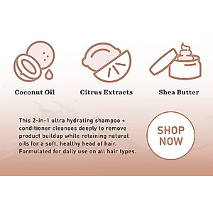 Beast 2 in 1 Moisturizing Shampoo and Conditioner for Cleansing and Hydrating with Coconut Oil, Shea Butter, & Vitamin E for Men and Women