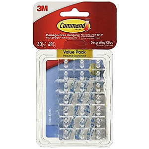Command Mini Holiday Light Hooks, Great for Holiday Lights, 40 Clips, 48 Strips (4 Pack)