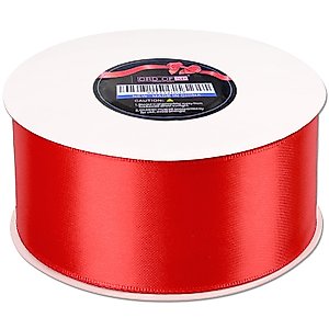 Red Ribbon 1 1/2 inch 50 Yards, 1.5 inch Wine Red Satin Ribbon, Red Ribbon for Flowers Bouquets, Ribbon for Gift Wrapping, Silk Ribbon for Wedding, Thanksgiving Christmas and Decoration, ORD OF SP