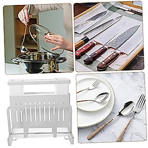 Hoement Knife Holder Dish Drying Racks Kitchen Accessory Display Stand Silverware Draining Chopstick Cage Kitchen Cabinet Organizer Household Rack Desktop Holder Blocks White Carbon Steel