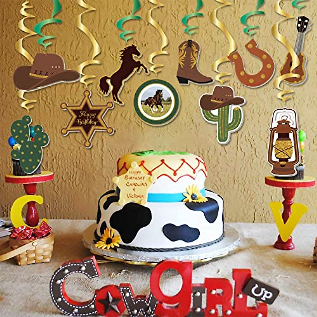 10PCS Western Cowboy Party Swirls Streamers - Western Theme Birthday Hanging Swirls, Western Cowboy Theme Party Decoration Photography Backdrop