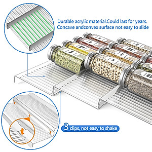 SZWQILIN Spice Drawer Organizer, Spice Rack Drawer for Kitchen,4 Tier Clear Acrylic， Expandable From 13" to 26" Spice Rack Tray for Cabinet/Countertop(4 Pcs Clear)