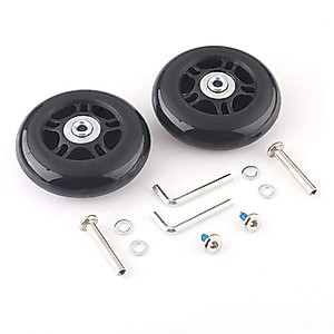 Ricrrover Luggage Suitcase Wheels Replacement Kit OD 90 * 24mm/3.54 * 0.94in w/ 6mm abec 608zz skate Inline Outdoor Skate Wheels, Set of (2) Wheels (OD:90 W:24 ID:6 Axles:35/40mm)