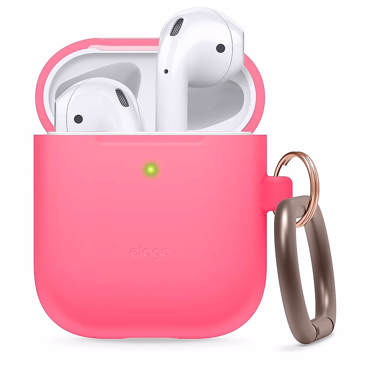 elago AirPods Hang Case - [Extra Protection] [Added Carabiner] - for AirPods Case (Neon Hot Pink)