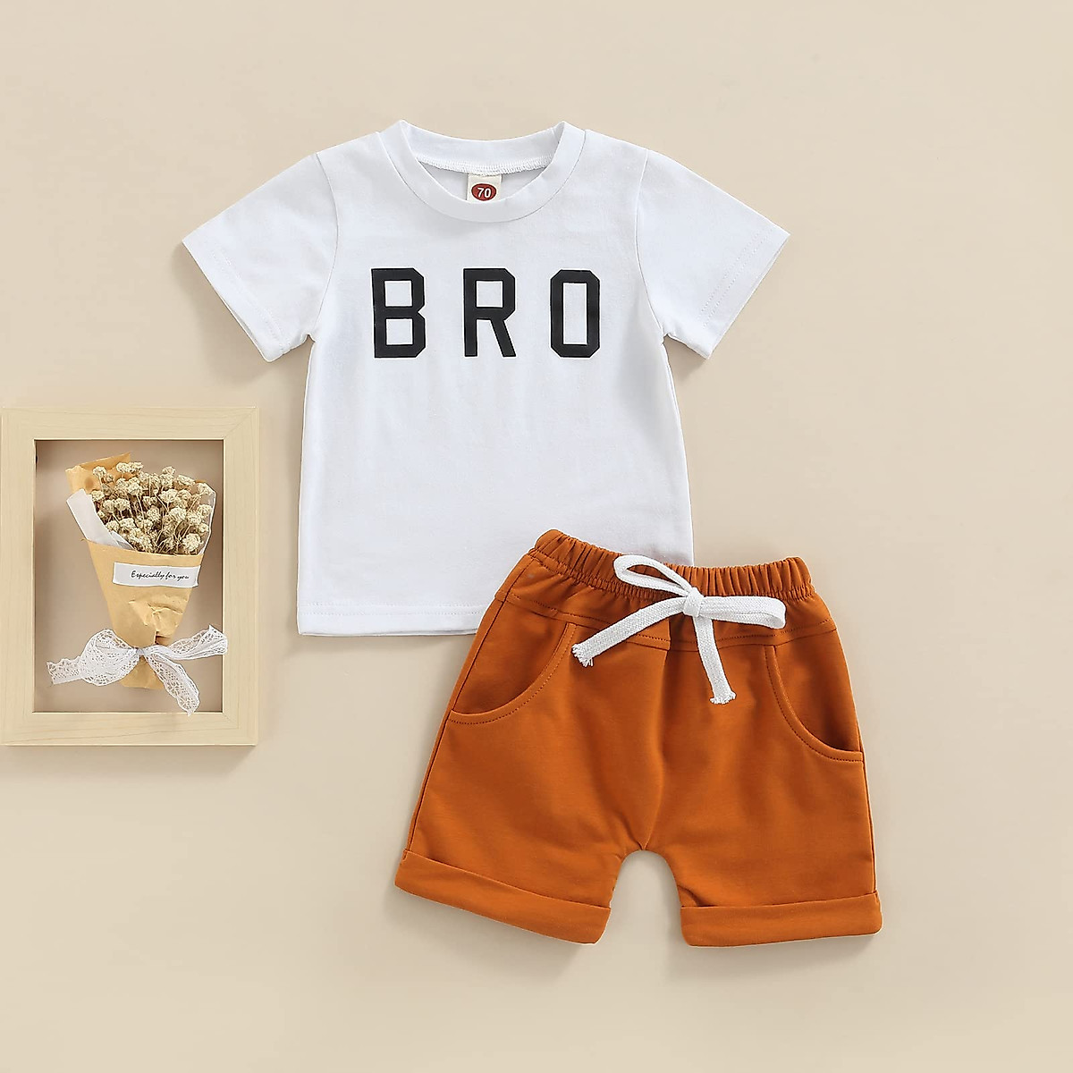 Biivrii Newborn Baby Boy Summer Outfits Shirts and Shorts Set Infant Short Sleeve Tops Drawstring Jogger Shorts Pants 2Pcs Clothes Set (A1 White, 12-18 Months)