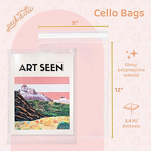 Pack It Chic - 9” X 12” (200 Pack) Clear Resealable Cello Poly Bags - Fits A4, Letter Sized Documents, Marketing Materials - Self Seal