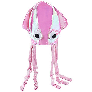 Funny Party Hats Squid Hat - Funny Fun and Crazy Hats in Many Styles (Shiny Pink Squid Hat)
