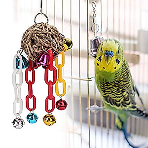 GFRGFH Plastic Pet Bird Chewing Biting Hanging Tooth Grinding Natural Straw Plaiting Cage Toys Parrots Supplies Easy to Use