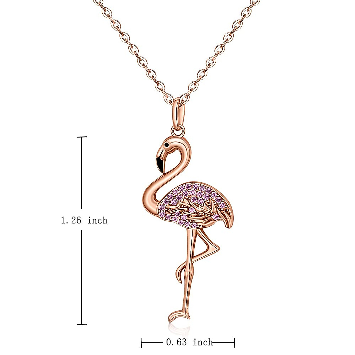 Flamingo Necklace 925 Sterling Silver Animal Bird Rose Gold Plated Crystal Jewelry Pink Flamingo Necklaces for Women Christmas Holiday Gifts
