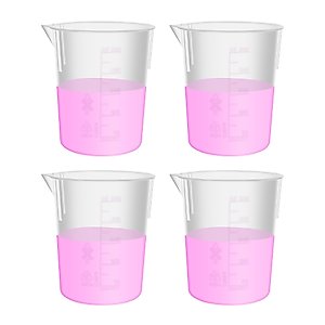 Labvida 4pcs of Stackable Plastic Beakers, Vol.500ml, PP Material, with Molded Graduation, LVB004