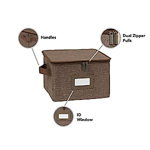 Covermates Keepsakes Dish Storage Box – Stackable, Reinforced Handles, China Storage-Brown Heather