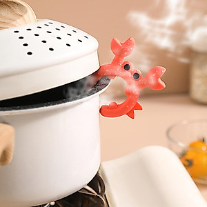 Crab Spoon Holder,Creative Crab Shaped Silicone Spatula Rack,Universal Crab Silicone Spatula Holder Anti-overflow Clip,Multifunctional Spatula Holder Anti Scalding Overflow Kitchen Gadgets (Red 4)