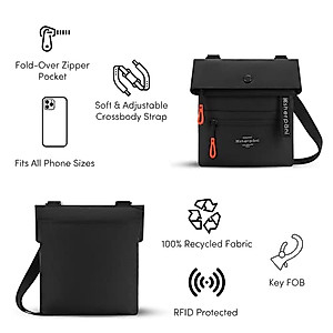 Sherpani Pica, Small Crossbody Purse, Nylon Crossbody Bag, Lightweight Cross Body Bag, Shoulder Bag, Purses for Women, RFID Protection (Raven)