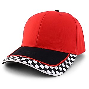 Armycrew XXL Oversized Racing Flag Structured Cotton Twill Baseball Cap - Red - 2XL