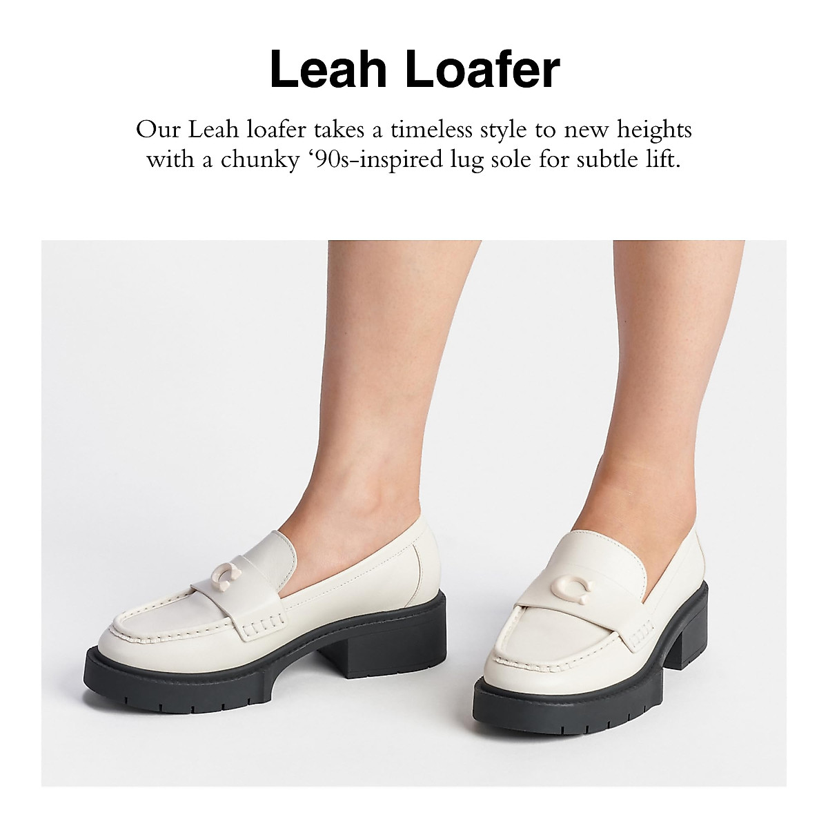 COACH Women's Flats Leah Loafer, Color Chalk, Size 6