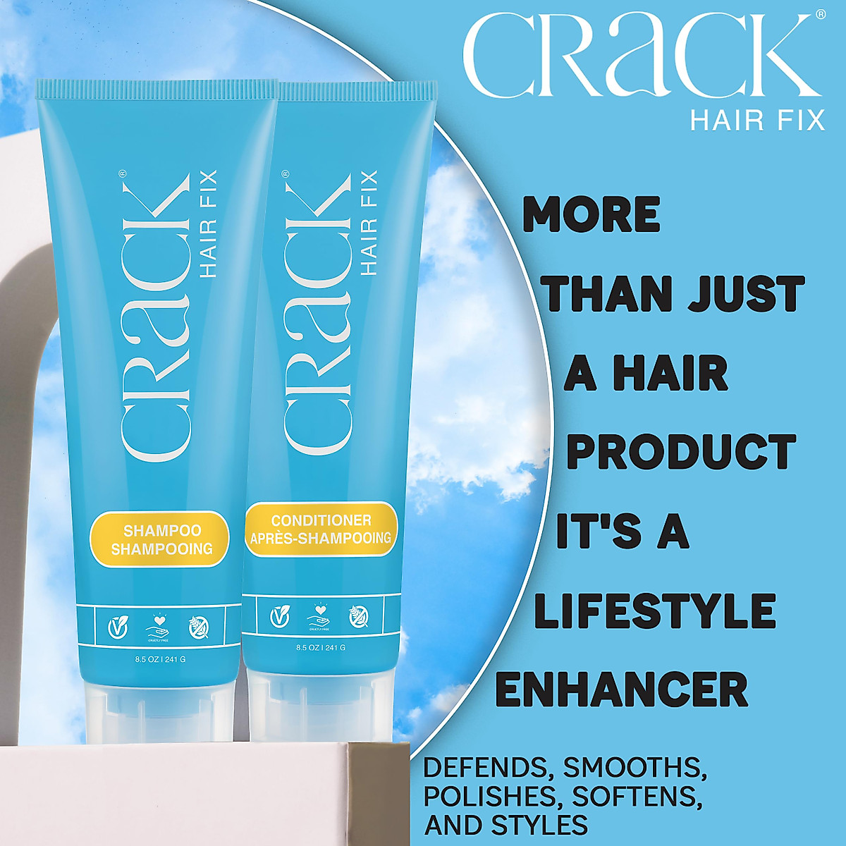 CRACK HAIR FIX - Clean & Soaper Shampoo and In-Treatment Conditioner Set 8.5 oz each