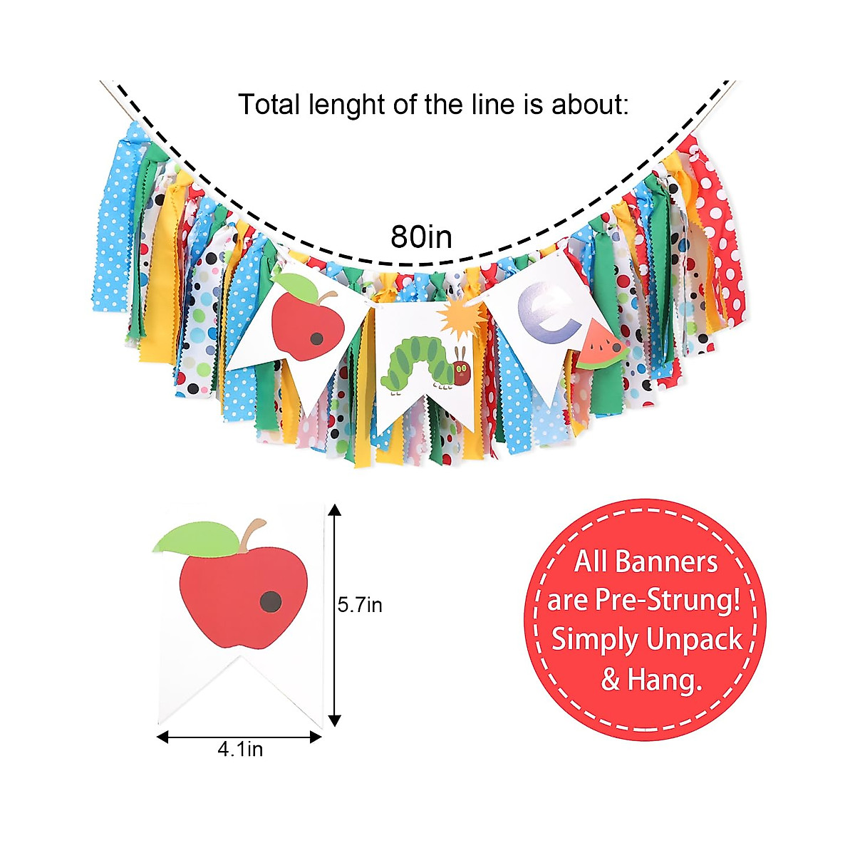 Caterpillar High Chair Banner,Very Hungry Caterpillar 1st Birthday High Chair Banner,Caterpillar Highchair Banner Photo Backdrop,Fruit Boy Girl First Birthday,Baby 1st Birthday Party Decorations