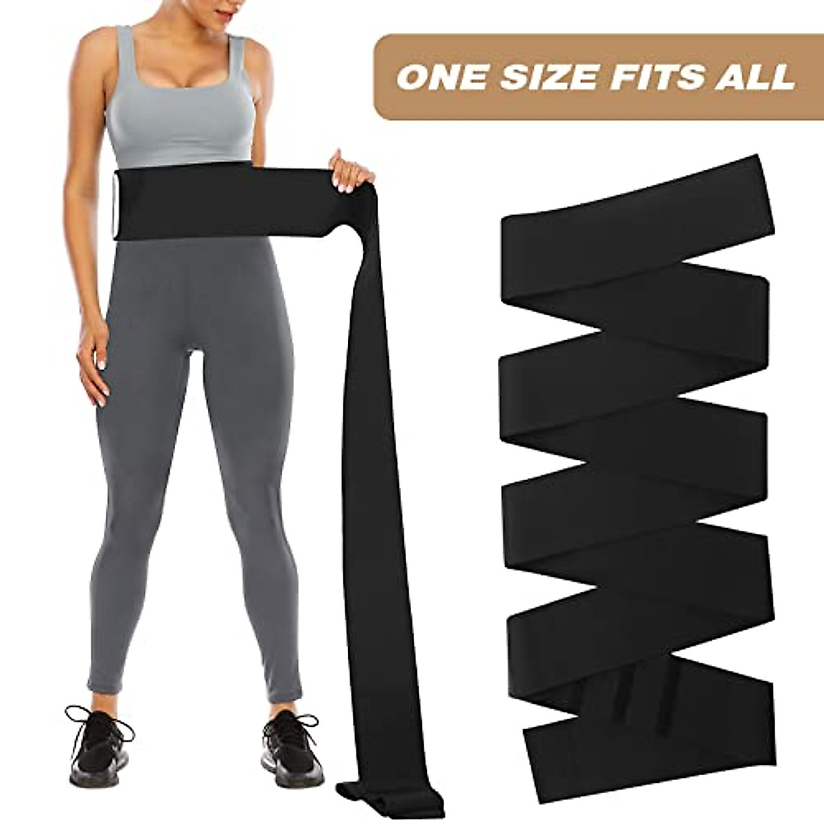 KDHGi Waist Wrap, Waist Trainer for Women with Loop Design, Tightness Adjustable & Non-Slip, Plus Size, Invisible & Flexible for Stomach, Lower Belly Fat, Post Partum Black