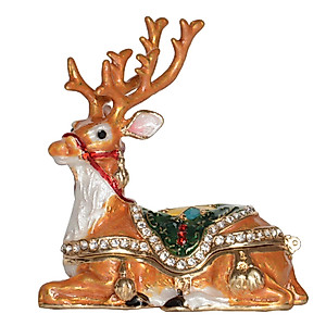 Jiaheyou Reindeer Trinket Jewelry Box Bejeweled Christmas Decoration Gifts Holiday Ornaments