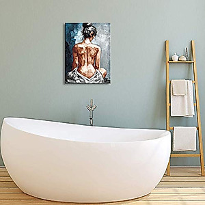 Wall Art for Bathroom Bedroom Decor Abstract Nude Woman Black and Blue Framed Wall Art