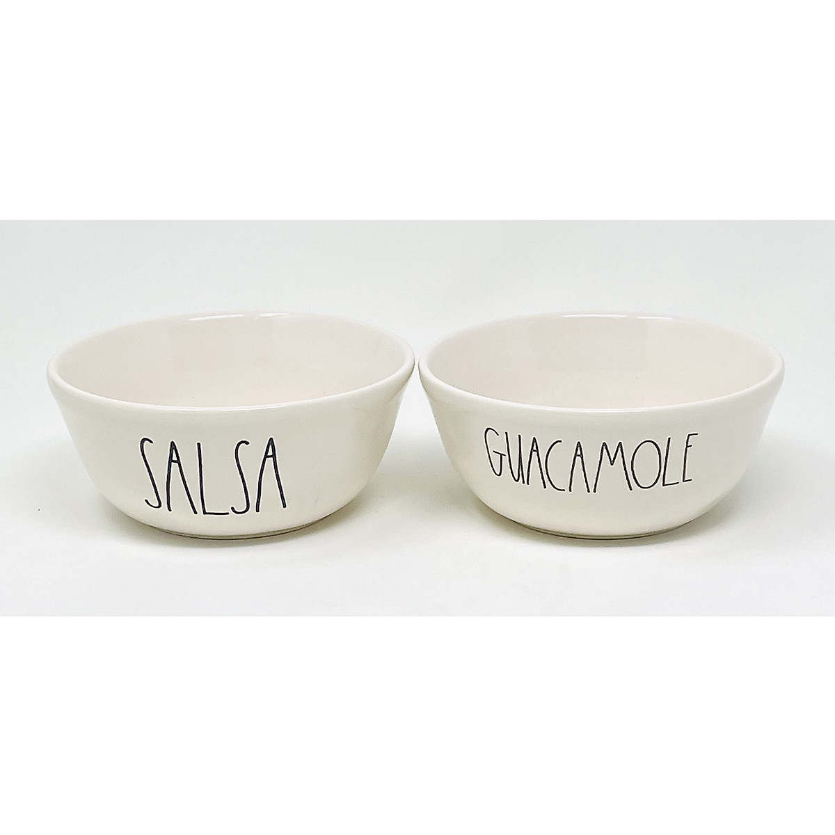 Rae Dunn GUACAMOLE + SALSA Bowl set of 2 Ceramic - 5 in