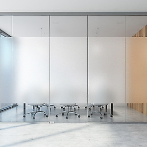 KESPEN Frosted Window Privacy Film Heat Control UV Sun Blocking Glass Stickers Static Cling Non Adhesive Door Coverings Decals for Bathroom Home Office, Frosted, 17.5 Inch X 6.5 Feet