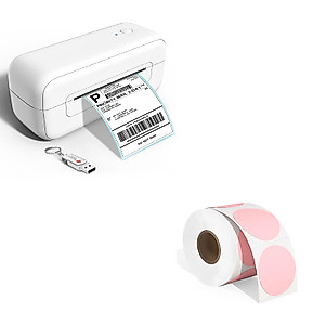 Label Printer with Thermal Pink Round Label - 2"
