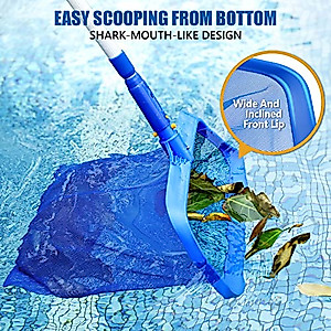 Mowend Swimming Pool Skimmer Net Only, Leaf Pool Net with15.4 Inch Deep Bag Catcher for Heavy Cleaning Ponds, Fits Standard 1-1/4" Pool Pole (Pole Not Included)