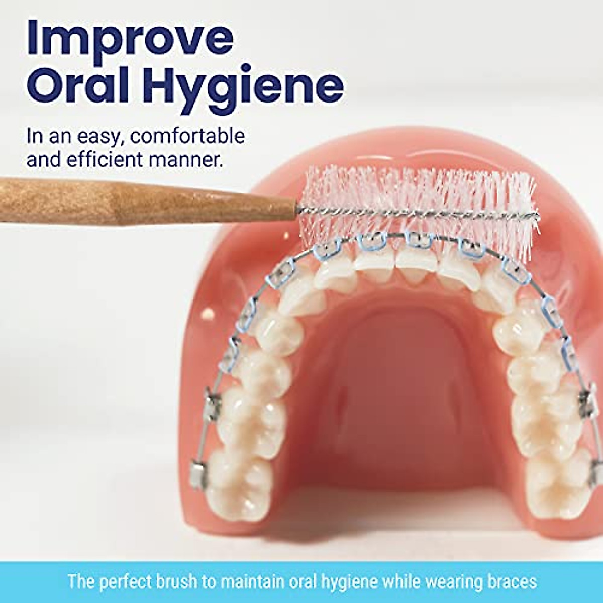 Ortho-buddy Orthodontic Toothbrush for Braces, Nylon Bristle Toothbrush for Teens & Adults with Braces, Brackets, and Wires for Regular & Interdental Cleaning of Teeth & Gums - Brown, Pack of 1