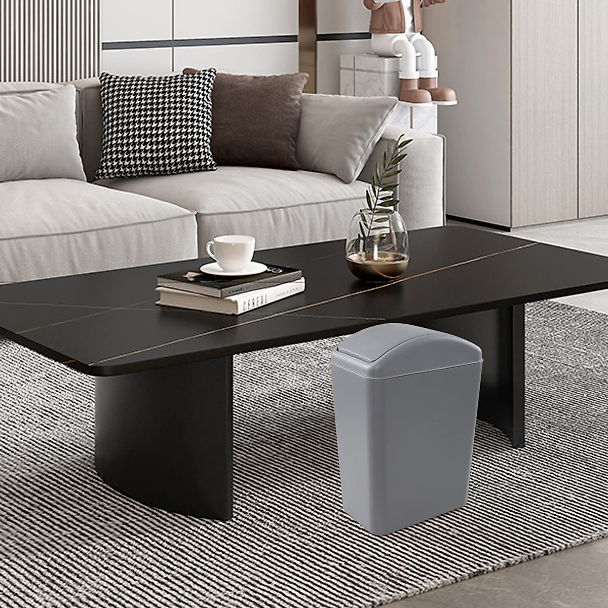 Sosody 3 Pack 4.5 Gallon Plastic Garbage Can with Swing Lid, Swing-top Trash Bin, Gray