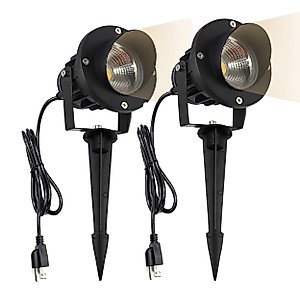 VanRayal 10W Outdoor Landscape Spotlights,120V WarmWhite Garden Pathway Light for Yard,Patio,Lawn, Wall, Flood,Driveway,Tree Lighting,6.5ft Wire,UL Cert,2 Pack