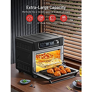 Air Fryer Toaster Oven, SWIPESMITH 24-in-1 Convection Air fryer, 26-QT XL Capacity, Digital Countertop Oven with 100 Recipes, Accessories, Touch Control, 1700W