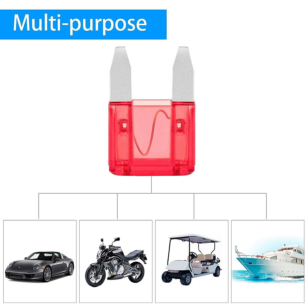 Kodobo 100 Pack Auto Fuses 10 AMP APM/ATM 32V Mini