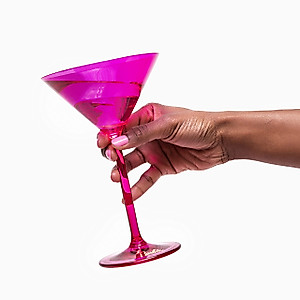 Dragon Glassware x Barbie Martini Glasses, Pink and Magenta Crystal Glass, As Seen in Barbie The Movie, Large Cosmopolitan and Cocktail Barware, 8 oz Capacity, Set of 2