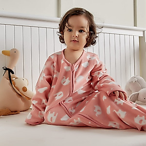 DaysU Micro Fleece Baby Sleep Sack with Long Sleeves, Plush Warm Baby Sleeping Bag with 2-Way Zipper, Unisex Sleep Sack for Infant Newborn 6-12 Months, Elephant