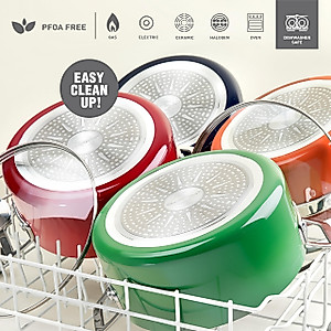 Granitestone 5 Qt Nonstick Enamel Stock Pot with Lid, 10 in 1 Cooking Pot, Soup Pot, Pasta Pot, Rice Pot, Oven and Dishwasher Safe, Non Toxic…